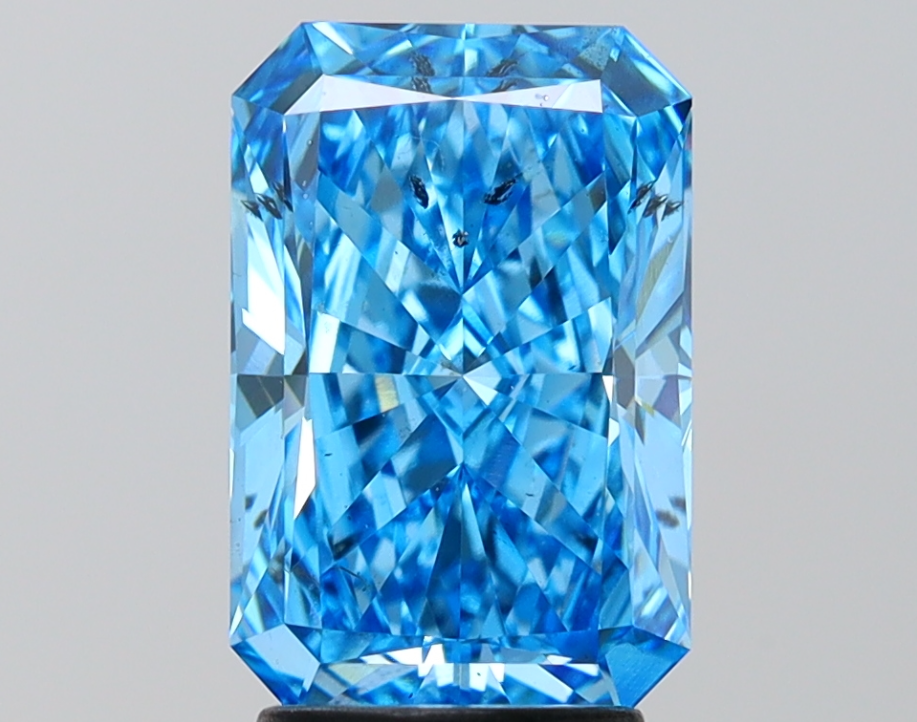3 Carat Blue Radiant Cut Lab Grown Diamond For Engagement Ring ...