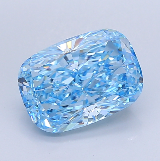 5 CT Cushion Cut Vivid Blue Lab Grown Diamond For Engagement Ring ...