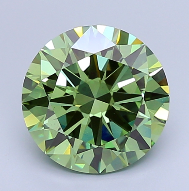 4 CT Round Vivid Green Lab Grown Diamond For Engagement Ring – confjewelry